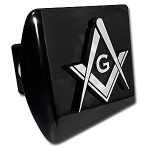Masonic Square and Compasses Black All Metal Hitch Cover