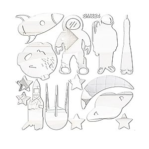 14Pcs Astronaut Space Rocket Mirror Wall Decal Stickers, Outer Space Planet Wall Decals, 3D Acrylic Space Bedroom Decor, Spaceman Spacecraft Vinyl Wall Art DIY for Boys Girls Room, Silver