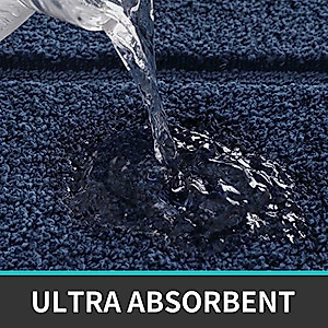 DEXI Bathroom Rug Mat, Extra Soft Absorbent Premium Bath Rug, Non-Slip Comfortable Bath Mat, Carpet for Tub, Shower, Bath Room, Machine Wash Dry, 16"x24", Navy