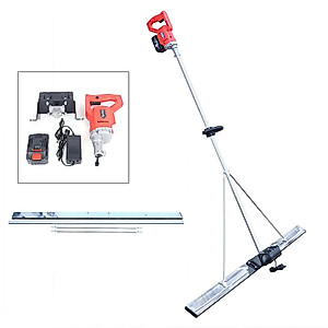 21V Electric Concrete Vibrators Cordless Concrete Vibrator Surface Power Trowel Vibrator Leveling Tool Concrete Tools Cement Screed Flattening Machine with 59"Screed Blade Rulder