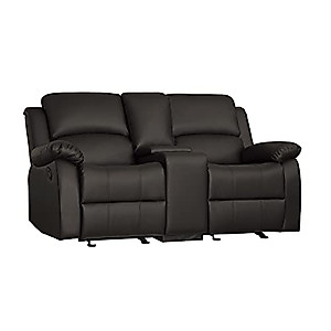 Lexicon Saffron Wall-Hugger Manual Double Glider Reclining Loveseat, Brown