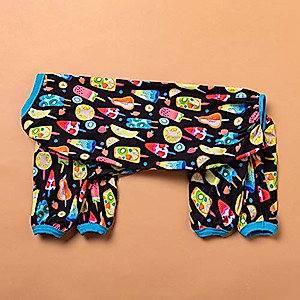 LovinPet Big Dog/Full Belly Coverage/for Big Dogs/Pullover Pitbull Shirt for Men Big Dogs/Fruit Popsicle Frozen Black Prints/Lightweight Big Dogs Pullover, Full Coverage Large Breed Dog Pjs