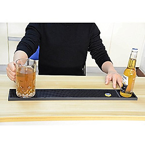 BARsics Rubber Bar Service Mat for Counter Top 24" x 3.5" (Black 3-Pack)