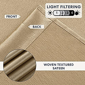 Regal Home Collections Regency 5-Piece Beaded Window Curtains - 50in W x 84in L Curtain Panels with Beaded Waterfall Valance and 2 Tiebacks - Bedroom Curtains - Living Room Curtains (Gold)