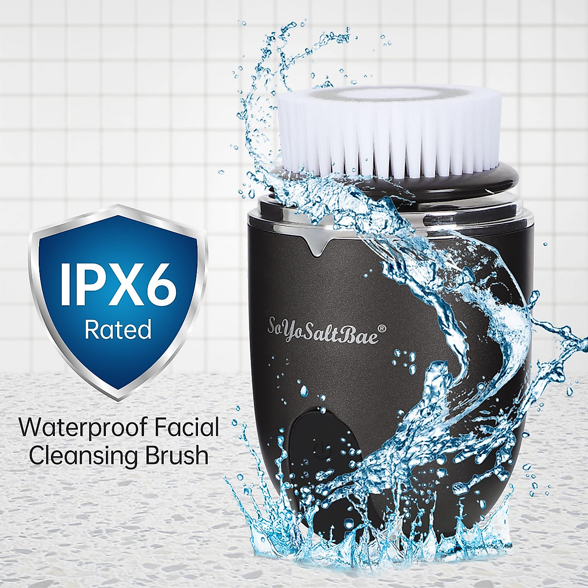 Electric Vibrating Sonic Facial Brush Cleansing Waterproof for Skin Face Exfoliating Removing Blackhead Deep Cleaning with 2 Working Speed of Men and Women