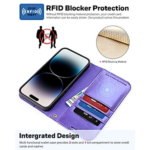 OCASE for iPhone 15 Pro Detachable Wallet Case with Card Holder, [2 in 1] PU Leather Flip Folio Case with RFID Blocking Magnetic Stand Removable Shockproof Phone Cover 6.1 Inch, Purple