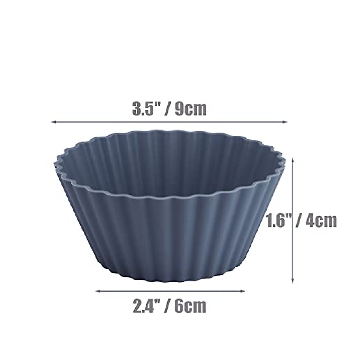 Large Silicone Cupcake Liners - Set of 12 Reusable Silicone Muffin Cups, No Stick Easy Clean Food-Grade Baking Cups