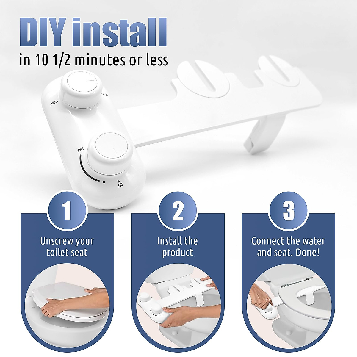 RV Bidet Attachment for Toilet- Self Cleaning Fresh Water Sprayer,Slide-in Easy Install, Adjustable Dual Nozzle (Cold) The proper distance between toilet screws 3.73-7.91 inches