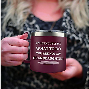 Edizzone 14Oz Mug (You Are Not My Granddaughter) (Bordeaux) Grandma Grandpa Gifts for Christmas - Best Grandma Birthday Gifts - Gifts for Grandma From Granddaughter - Funny Grandmother Christmas Gift