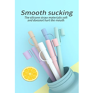 Doboli Replacement 12 inch Long Silicone Straw With Straw Cover,Compatible with Stanley Owala 40 oz 30 oz Cup Tumbler, 6 Pack Reusable Straw with Cleaning Brush,for Stanley Owala Tumbler Accessorie