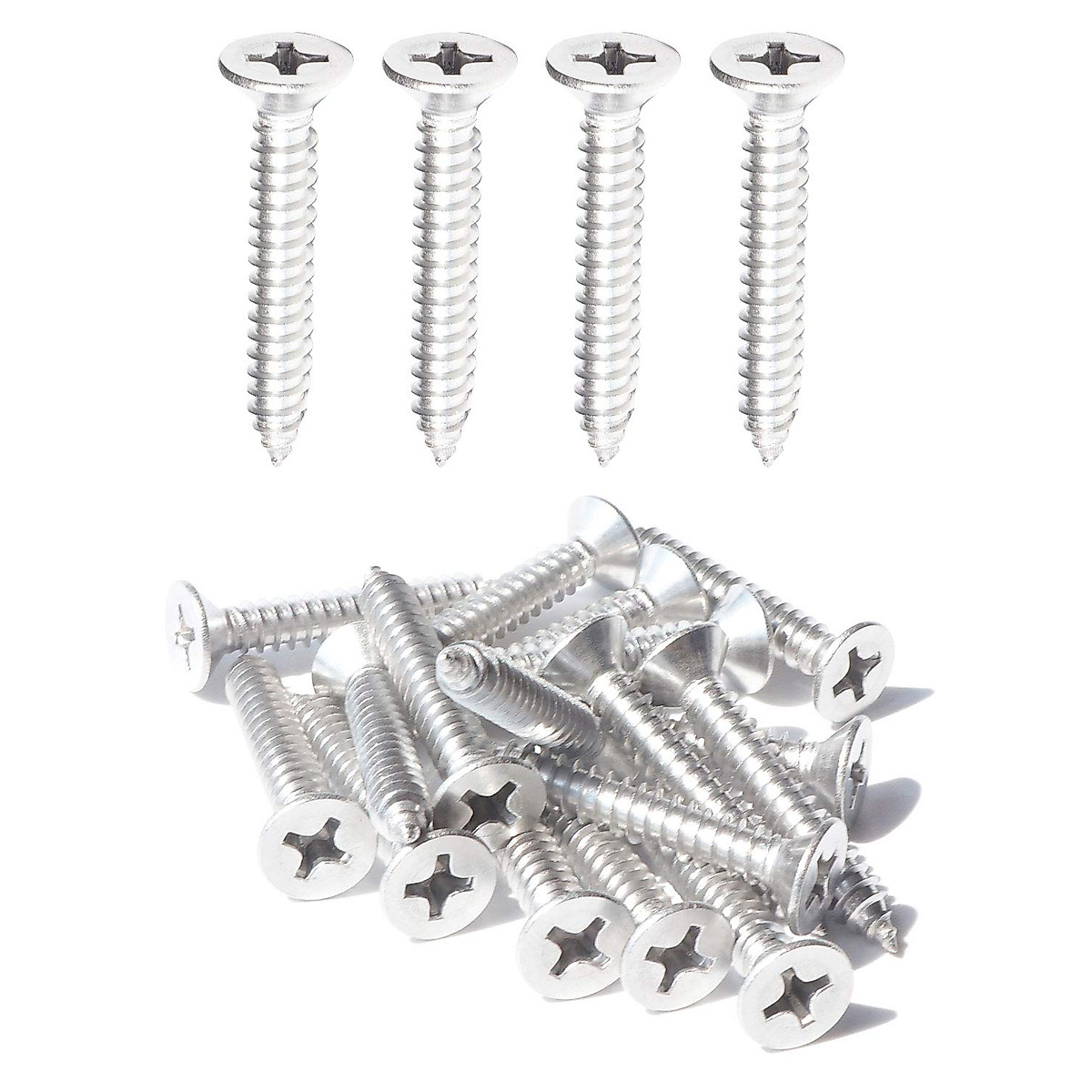 Stainless Steel Wood Screws #14 x 1 Inch Self Tapping Screws 50pcs, Flat Head Phillips 18/8 Stainless Steel Sheet Metal Screws for Cabinet, Wooden, Indoor and Outdoor Use by IMSCREWS
