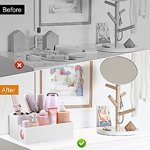 GFWARE Hair Tool Organizer - Bathroom Vanity Organizers and Storage, Hair Styling Accessories Hot Tools Organizer Hair Dryer, Blow Dryer, Curling Iron, Flat Iron, Hair Straightener, White