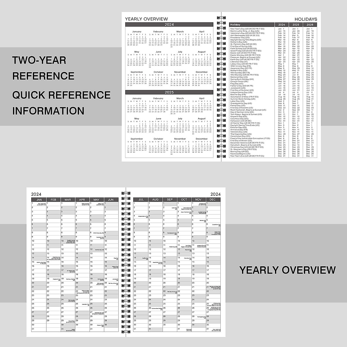 2024 Weekly Appointment Book/Planner - Jan 2024 - Dec 2024, 2024 Daily Hourly Planner, 6.3" x 8.5", Half Hour (30 Mins) Interval, Tabs, Strong Binding, Lay-Flat, Two-Side Pocket, Thick Paper - Gray