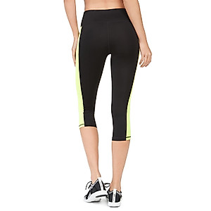 Ideology Colorblocked Cropped Leggings, Small (Noir English Yellow)