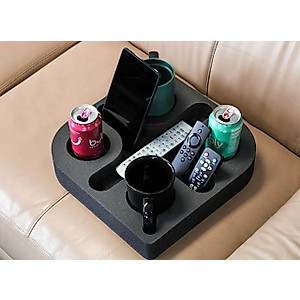 Polar Whale Couch Drink Holder Durable Black Foam Stylish Refreshment Tray for Sofa Bed Floor Car RV Lounge TV Room 5 Compartments 13.75 Inches Wide
