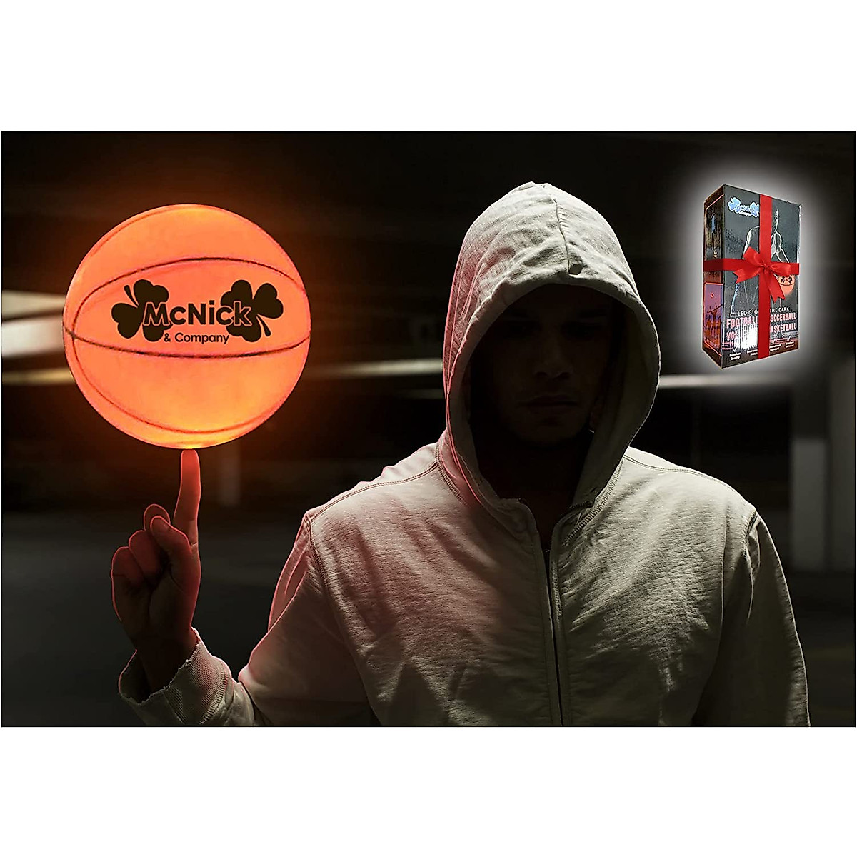 MCNICK & COMPANY LED Glow in The Dark Basketball - 29.5 Glowing Basketball - Lighted Basketball with Batteries Preinstalled - Smart Basketball for Kids - Nightime Basketball
