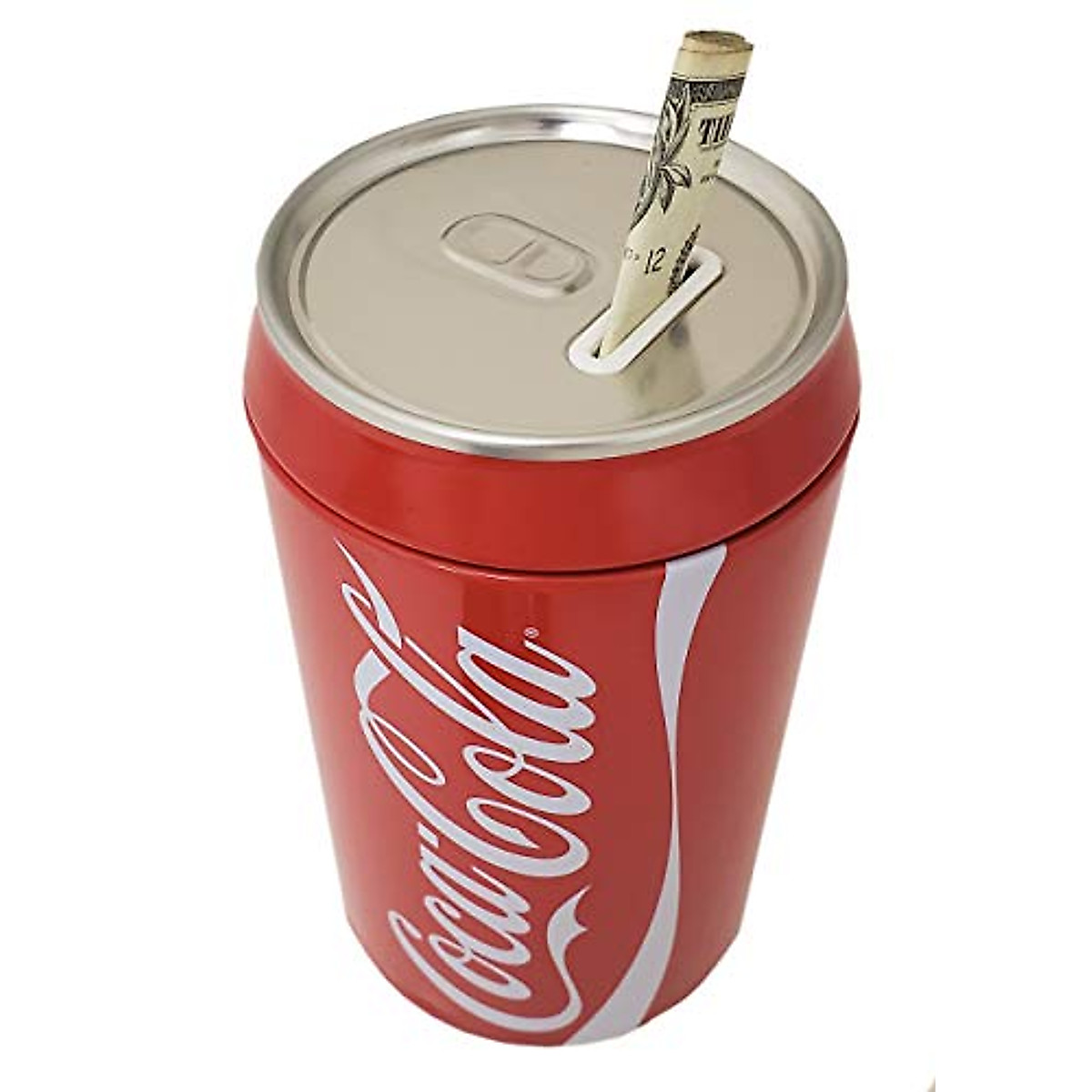 The Tin Box Company Coca Cola Can Bank with Removable Lid, Red, Model:660227-12 Pack of 1