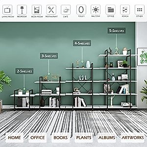 IOTXY 3-Tier Open Shelf Bookcase - Modern Freestanding Wooden Display Stand Unit with Metal Frame for Home and Office, Bookshelf, Black White
