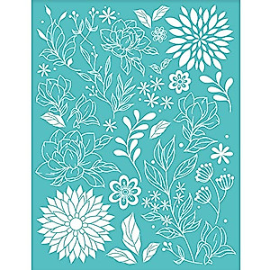 OLYCRAFT 2pcs Silk Screen Printing Stencil Flower Pattern Silk Mesh Transfers Stencils Self-Adhesive Reusable Sign Stencils for Painting on Wood DIY T-Shirts - 8.5x11inch