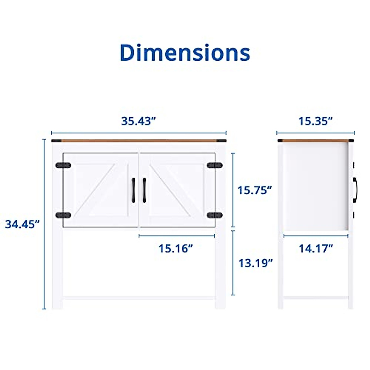 Cozy Castle Farmhouse Coffee Bar Cabinet, Buffet Table with 2 Doors, Accent Buffet Storage Cabinet for Entryway, Kitchen, Bathroom, White
