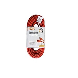 HDX 50 ft. 16/3 Light-Duty Indoor/Outdoor Extension Cord Color Orange