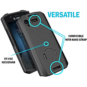 Case with Stand for Zebra TC21 TC26 Mobile Computer Scanner, Nakedcellphone Textured Slim Hard Shell Protector Cover with Kickstand - Black