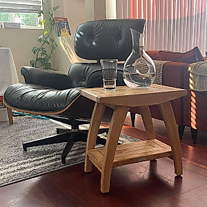 Indonesian Teak Shower Bench with Shelf 18 Inch Stool | Teak Wood Shower Stool & Spa| Waterproof Shower Bench for Indoor and Outdoor Use| Bathroom Stools for Adults Sitting