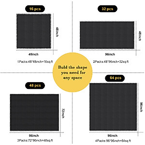 64 Pcs Baby Play Mat Interlocking Toddler Foam Mats Puzzle Playmat for Babies Square Foam Floor Mat for Gym, Nursery, Playroom (Black)