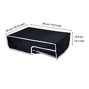 Horizontal Dust Cover for PS5 Console. EMiEN Oxford Fabric Anti-Scratch Waterproof Dust Guard with Back Cable Port for Sony Playstation 5 Console Digital & Disk Version