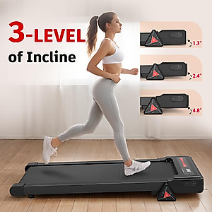 XMKEY Walking Pad-Under Desk Treadmill-2 in 1 Treadmills for Home-Walking Treadmill with Remote Control, Portable Mini Treadmill 265 lbs Capacity, Bluetooth and LED Display