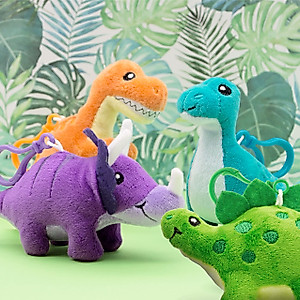 Scentco Dino Dudes Backpack Buddies - Patented Gourmet Scented Plush Toy Dinosaur Clips - Brontosaurus (Raspberry) - Stocking Stuffer