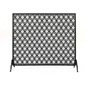 Christopher Knight Home Elmer Single Panel Iron Fireplace Screen, Black