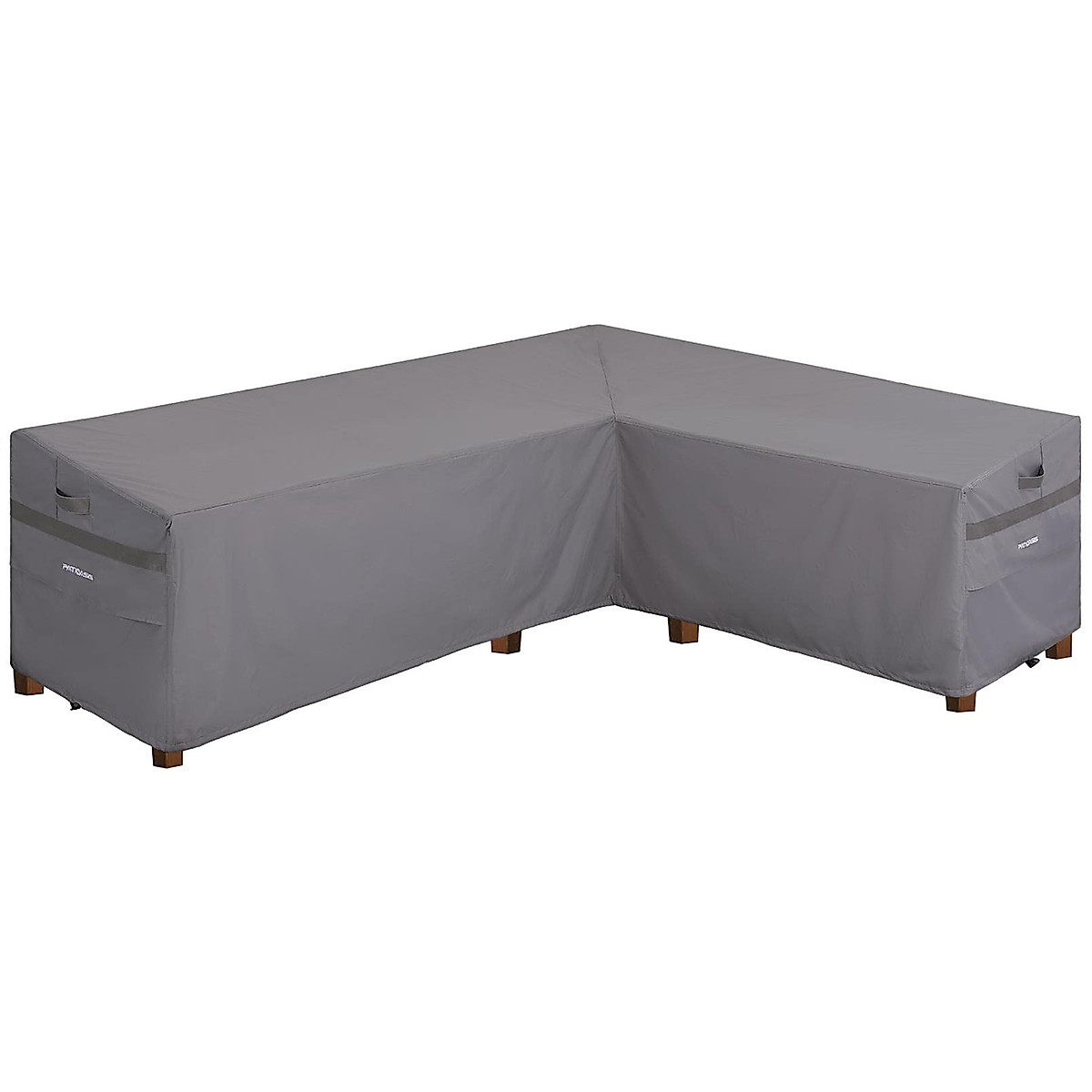 PATIOASIS Sectional Outdoor Furniture Cover Waterproof, Right Facing Patio Deck Lounge Set Sofa Covers Grey L Shaped 106''L x 85''L x 34''D x 31''/26''H