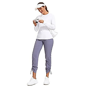 CRZ YOGA Womens UPF 50+ Sun Shirts Long Sleeve UV Protection Workout Tops Lightweight Quick Dry Outdoor Hiking Running Shirts White Small
