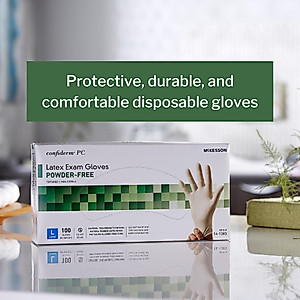 McKesson Confiderm PC Latex Exam Gloves - Powder-Free, Ambidextrous, Textured, Non-Sterile - Ivory, Size Large, 100 Count, 10 Boxes, 1000 Total