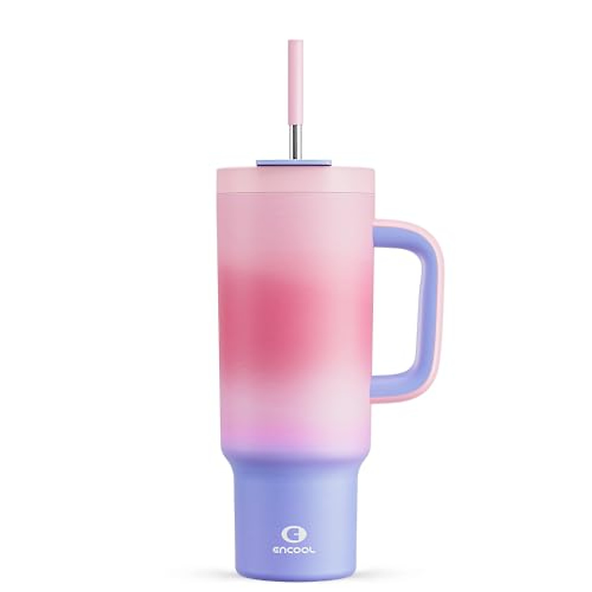 ENCOOL 40 oz Tumbler with Handle and Straw, 100% Leakproof Insulated Tumbler with Lid and Straw, Stainless Steel Travel Mug, Keeps Cold for 34 Hours, Car Cup Holder Friendly (Evening Glow)