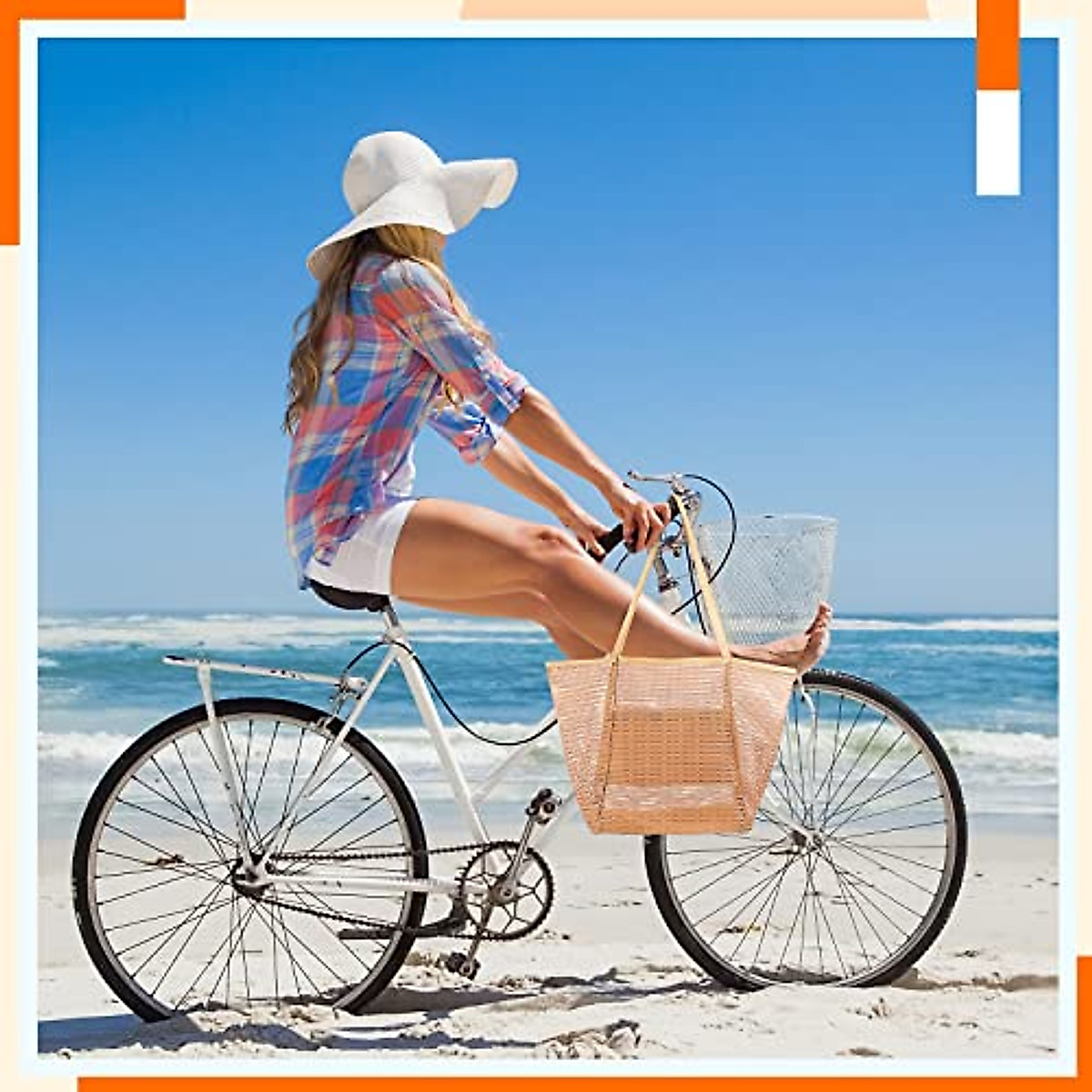 Mesh Beach Tote Bohemian Summer Shoulder Handbag and Zipper Wristlet Woven Straw Clutch Bag Beach Straw Purse for Women Girls