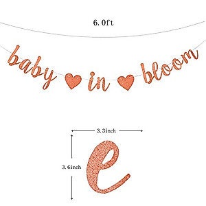 Rose Gold Glitter Baby in Bloom banner, Welcome Baby, Spring Floral Theme Gender Reveal/Baby Shower Party Decorations