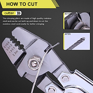 Twidec/Wire Rope Crimping Tool Up To 2.2mm Swaging Tool With 160PCS 1/16''Aluminum Crimping Loop Sleeve And 66FT 1/16'' 304 stainless steel Wire Rope 12PCS Wire Rope Thimbles Kit N-022-4K