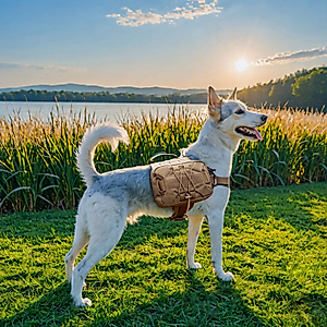 EXCELLENT ELITE SPANKER Dog Pack Hound Dog Saddle Bag Backpack for Travel Camping Hiking Medium & Large Dog with 2 Capacious Side Pockets(Gry-L)