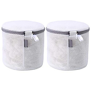 TOPBATHY Laundry Wash Bag Mesh Pouches for Bra Underwear Stockings Blouse Shoes Reusable Washer Protector Baby Kids Girls Clothing with Zipper 2pcs (White)