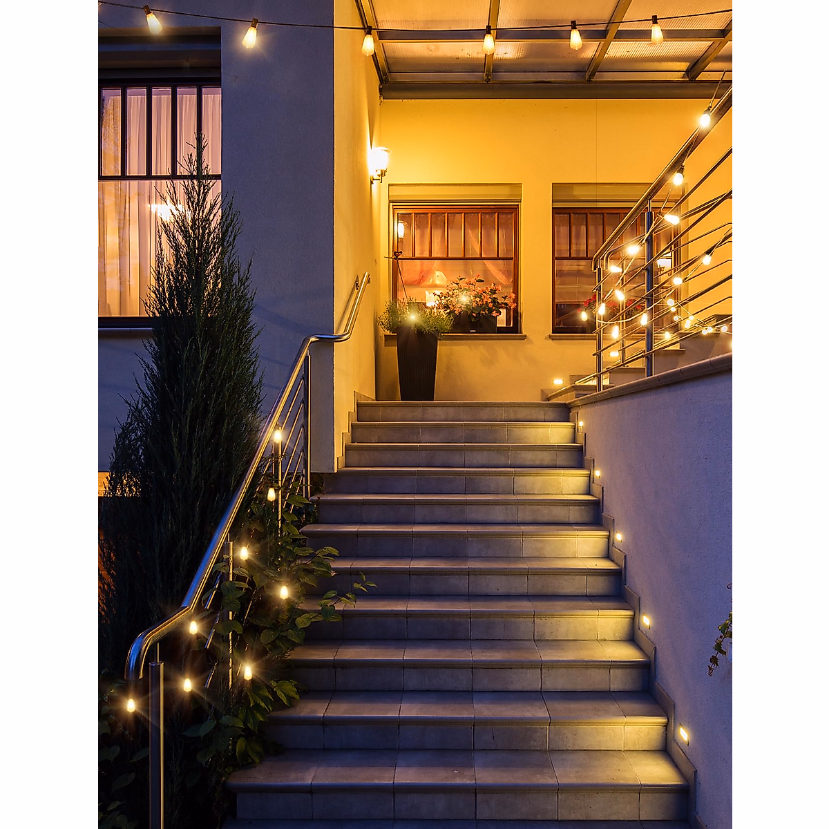 Sweepulire LED Outdoor String Lights, 125FT Patio Lights with 60+4 Shatterproof Bulbs, 2200K Warm White LED Lights Waterproof, Decorative Outdoor Lights for Porch, Deck, Garden, Backyard, Balcony