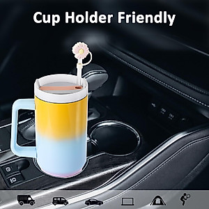 DRINKMALL 40 oz Tumbler with Handle and Straw Lid, 100% Leak Proof Travel Mug, Stainless Steel Vacuum Insulated Keep Drinks Cold 24 Hours or Hot 10 Hours for Coffee (Black-For Men, 20OZ)