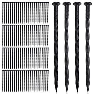 SanSanYa 100pcs Landscape Anchoring Spikes Plastic Edging Nails 8 inch Spiral Landscape Edging Anchoring Spikes Garden Anchoring Spikes for Weed Barrier Landscaping Paver Edging