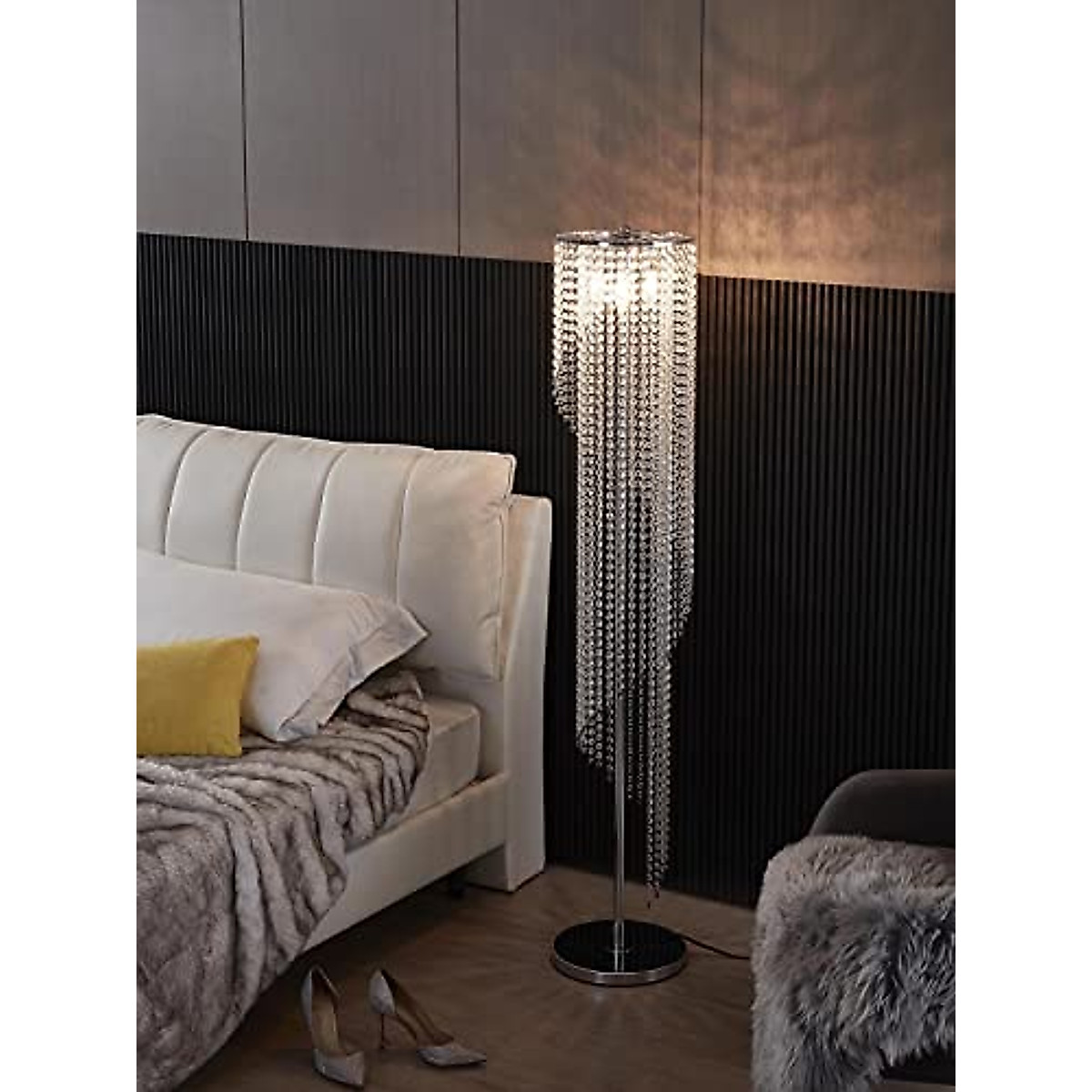 Surpars House Silver Crystal Floor Lamp S Shape Chrome Finish