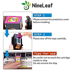 NineLeaf Remanufactured Ink Cartridge Compatible for HP 65XL 65 XL N9K04AN DeskJet 3755 3720 3722 3723 3730 3732 3752 3758 All-in-one Printer (1 Black 1 Tri-Color,2 Pack)