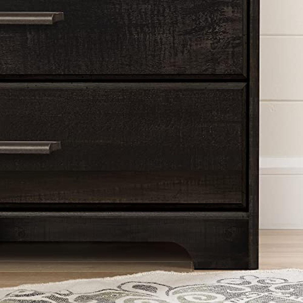 South Shore Versa 2-Drawer Nightstand, Rubbed Black 23 in x 17.75 in x 25.25 in