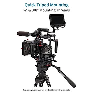 Filmcity Power Video Camera Cage Rig for DSLR/DSLM Cameras. Ergonomic & Secure Support, Adjustable Grip Handles. Quick Mounting, Multiple Accessory Threads, 1/4"-20 & 3/8"-16 Tripod Threads (FC-CTH)