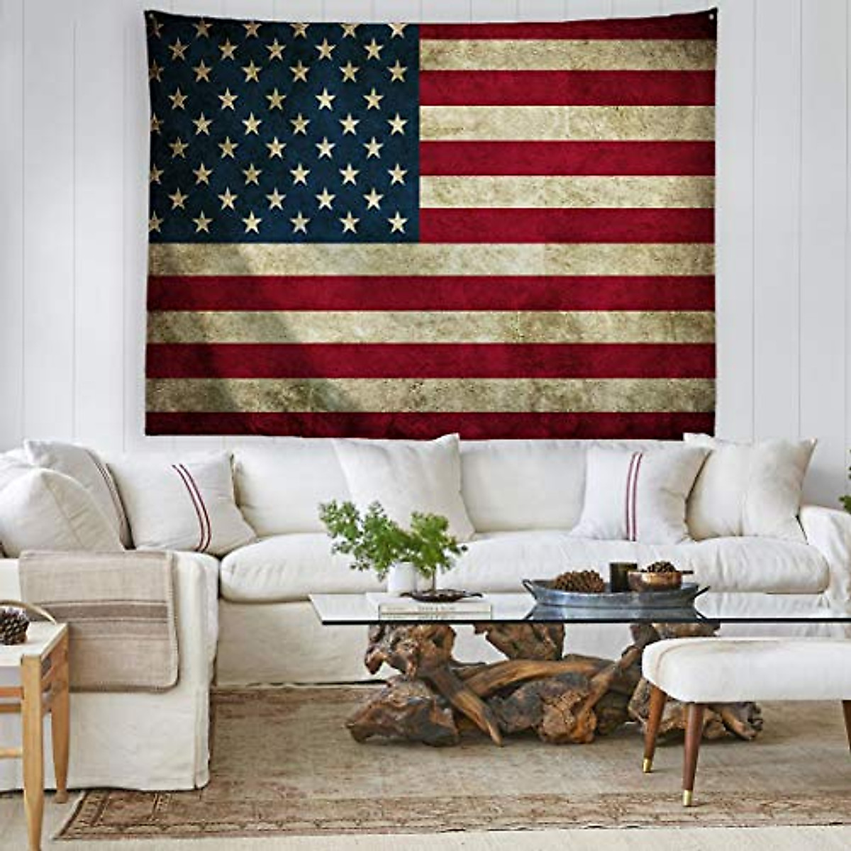 PROCIDA American Flag Wall Hanging Vintage Retro Stars and Stripes Tapestry for Dorm Bedroom Living Room College 60" L x 40" W, USA Flag