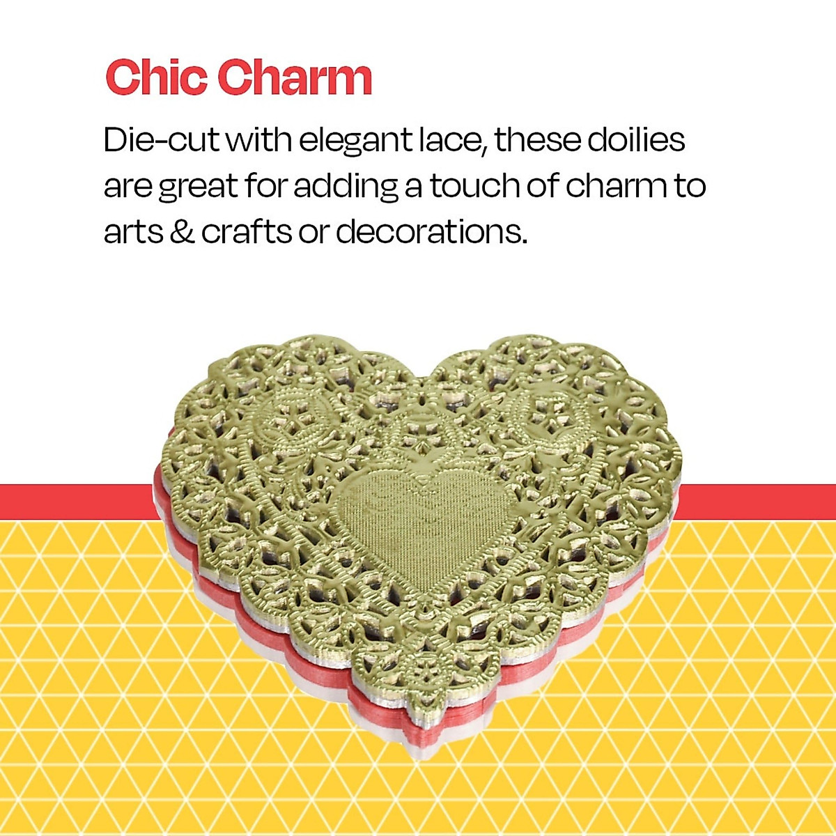 School Smart Heart Shaped Paper Lace Doilies - 4 inch - Pack of 100 - Assorted Colors